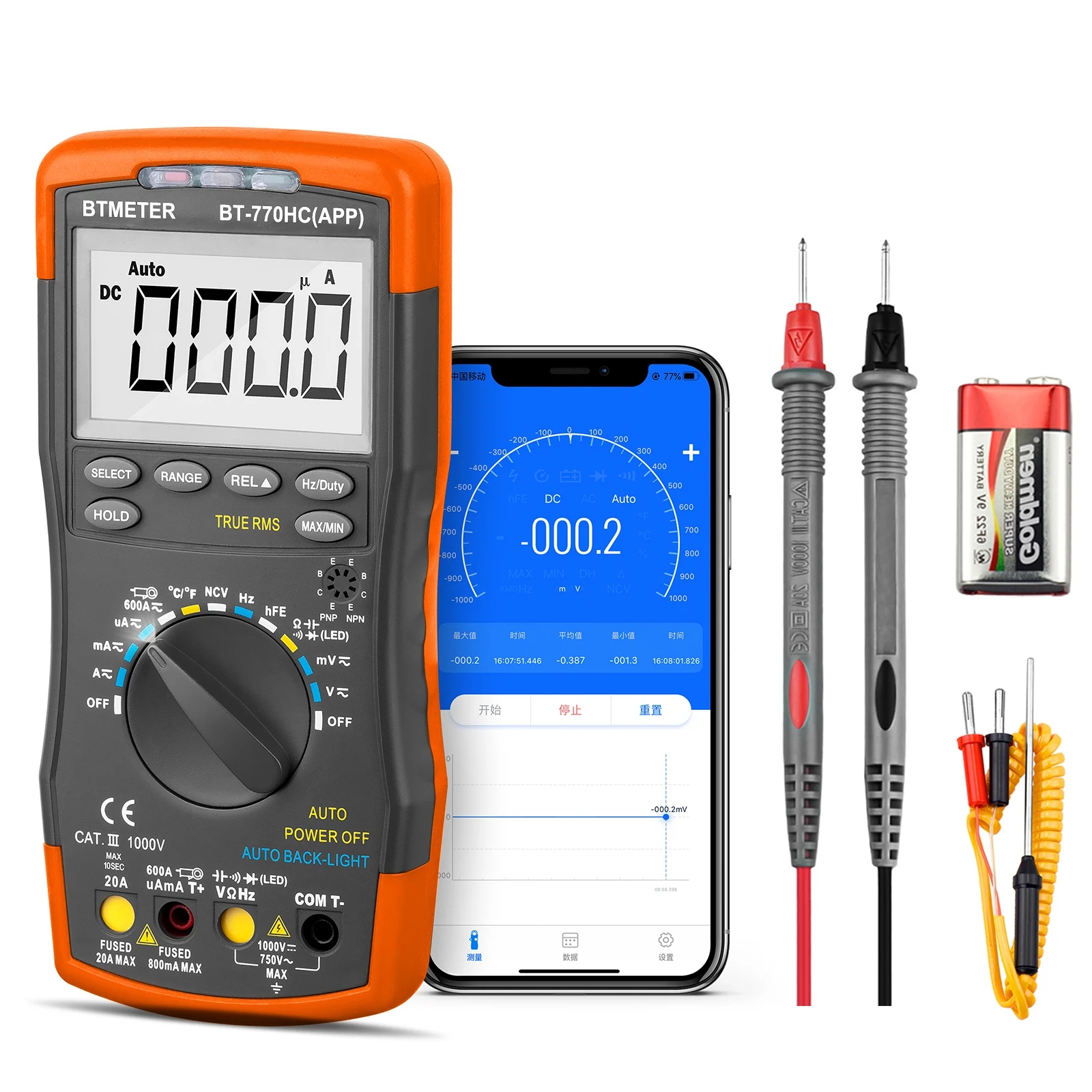 BTMETER Wireless Bluetooth True RMS Digital Multimeter 6000 Counts Auto ...