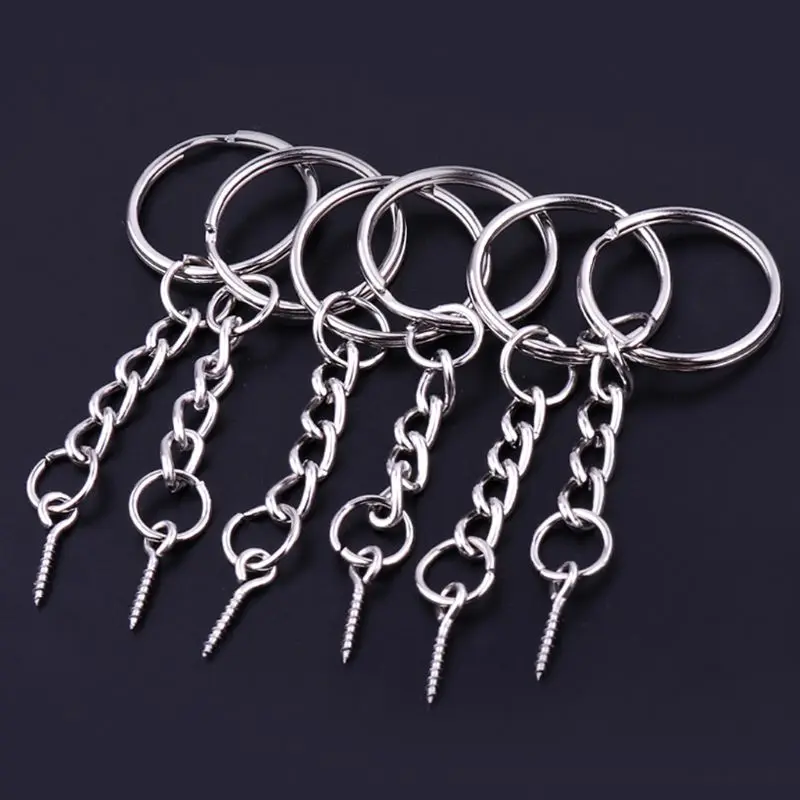 50Pcs Screw Eye Pin Key Chains With Open Jump Ring Chain Extender Eye ...