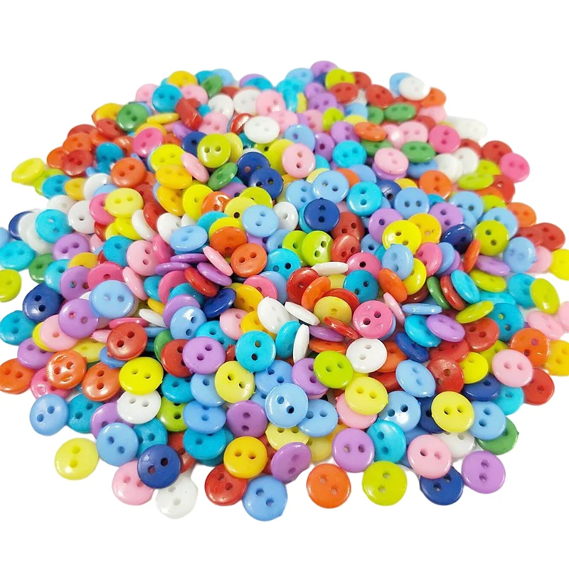 Hl 100/300/600pcs Mix Color 7mm Nylon Buttons 2 Holes Diy Scrapbooking ...