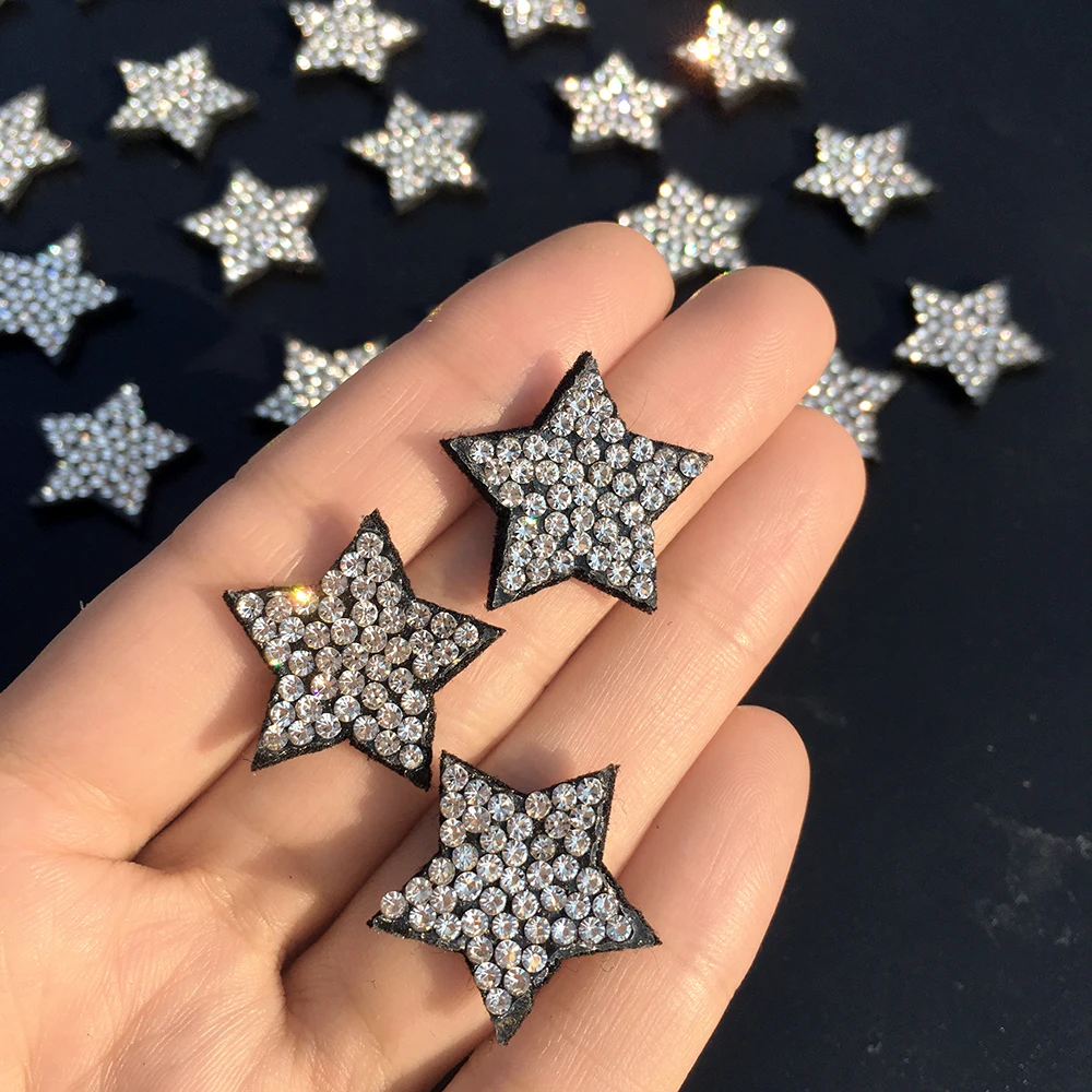 20pcs Cute star Patch Rhinestone Applique Sew on Patch for Clothing ...
