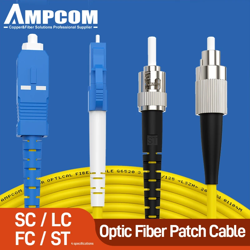 Ampcom Sc Lc Fc St Optical Fiber Patch Cable Simplex 9/125μm Upc To Upc ...