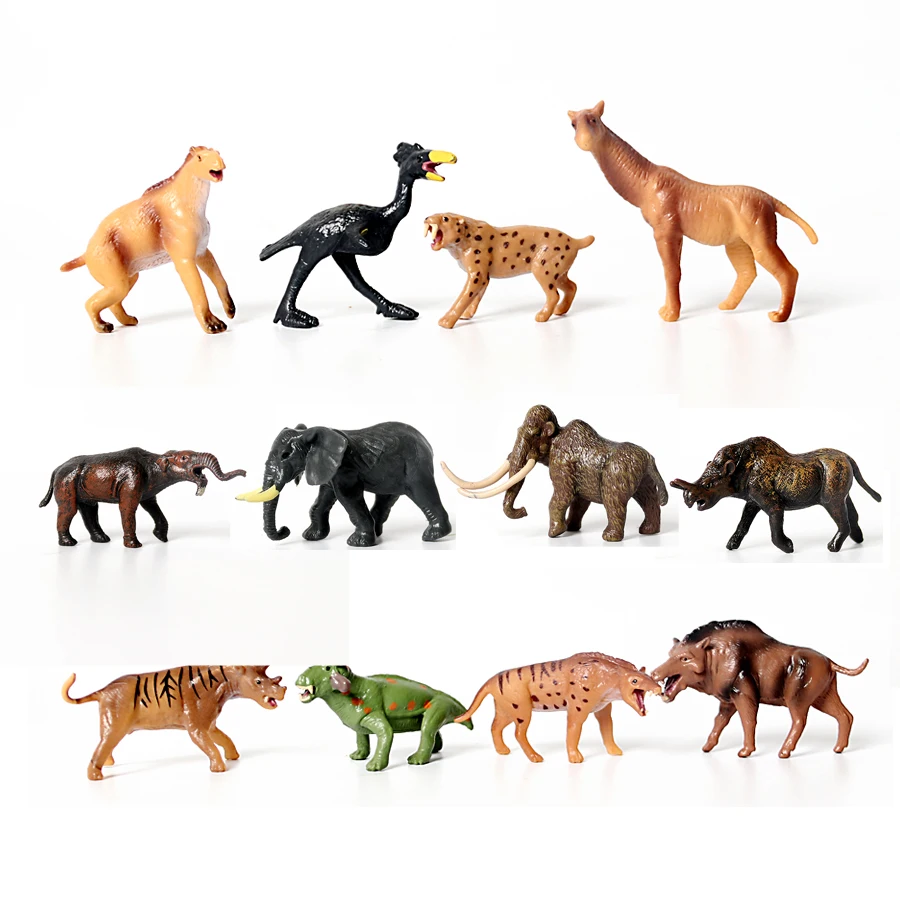 12pcs-Mini-Prehistoric-Animals-Mammoth-Moropus-Sabretooth-Uintatherium ...