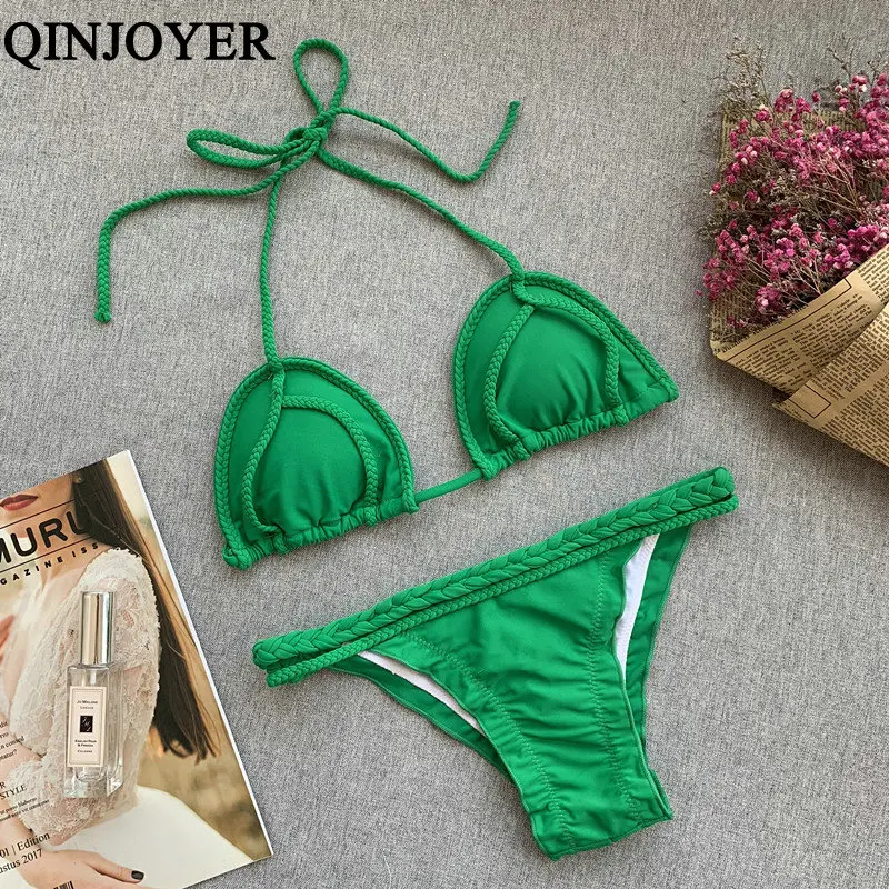 QINJOYER Sexy Halter Top Swimsuit Women 2019 Brazilian String Bikini ...