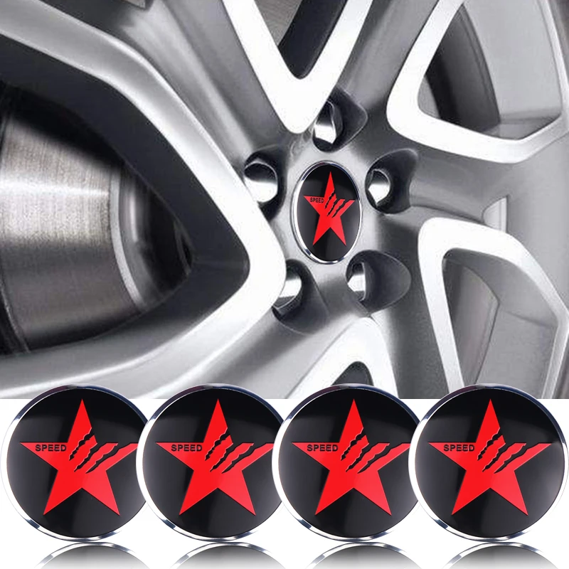 4PCS-Pentagram-SPEED-Sign-Badge-Car-Wheel-Center-Hub-Caps-Cover-Rim ...