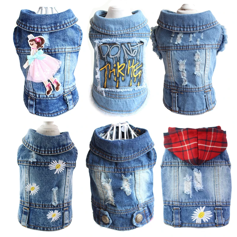 Spring Denim Dog Vest Shih Tzu Clothes for Small Dogs Yorkshire Terrier ...