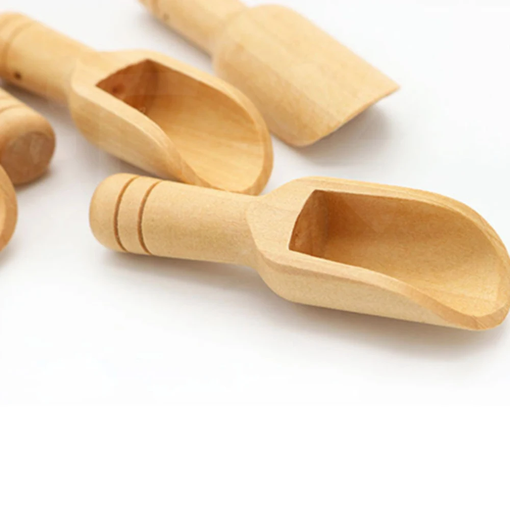 3pcs Wooden Round Handle Scoop Teaspoon Small Salt Shovel Milk Powder ...