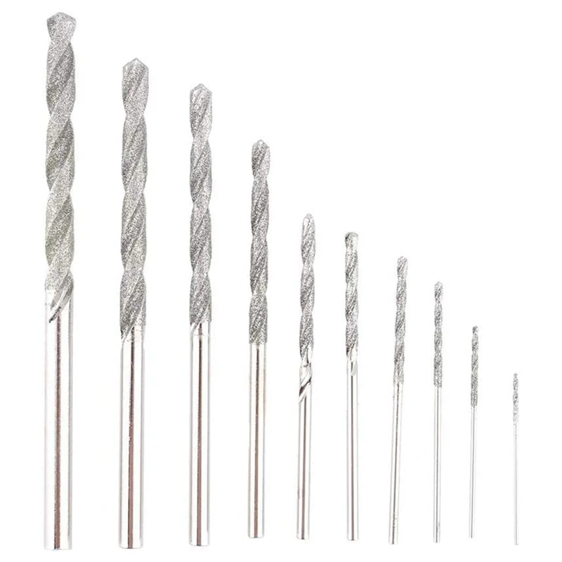 10 Pieces Diamond Drill Bits Set Twist Diamond Tip Drill Bit Heavy Duty ...
