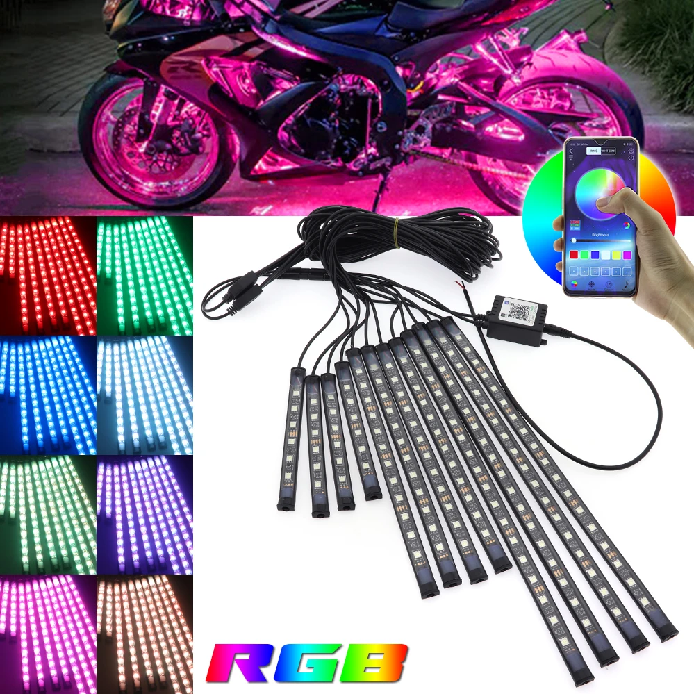 motorcycle-led-light-strip-12pcs-RGB-LED-Strips-Motorcycle-Under-Glow ...