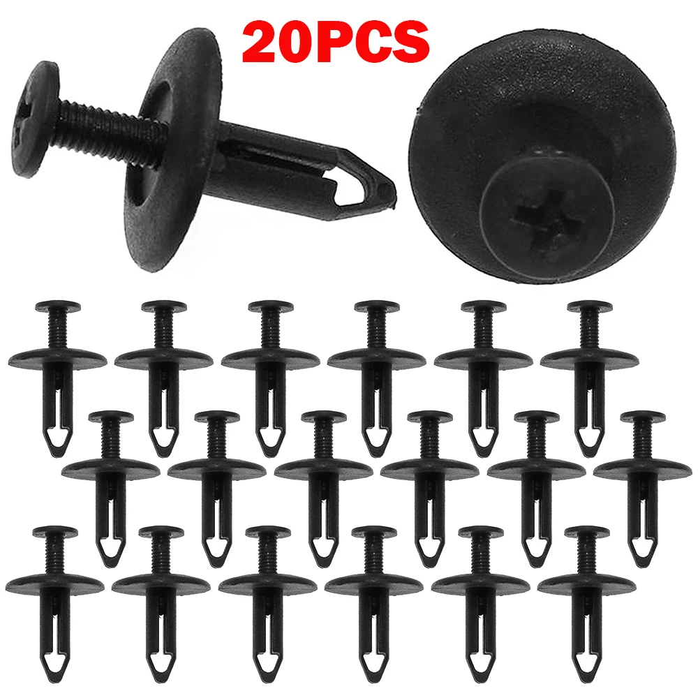 20Pcs Plastic Car Clips Fixed Rivet 6mm Hole Retainer Fender Fastener ...