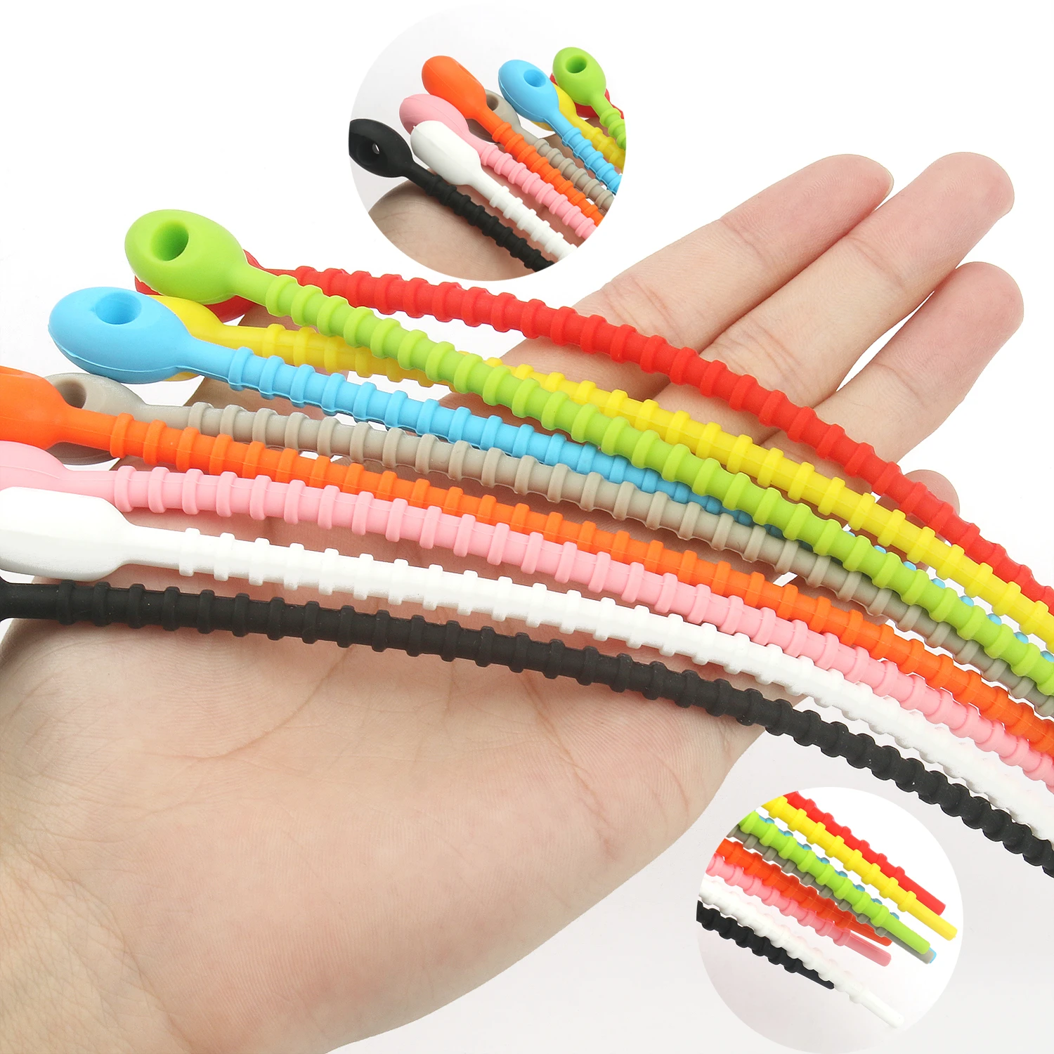 10 pçs colorido silicone auto bloqueio fio zip tie vedação corda ...