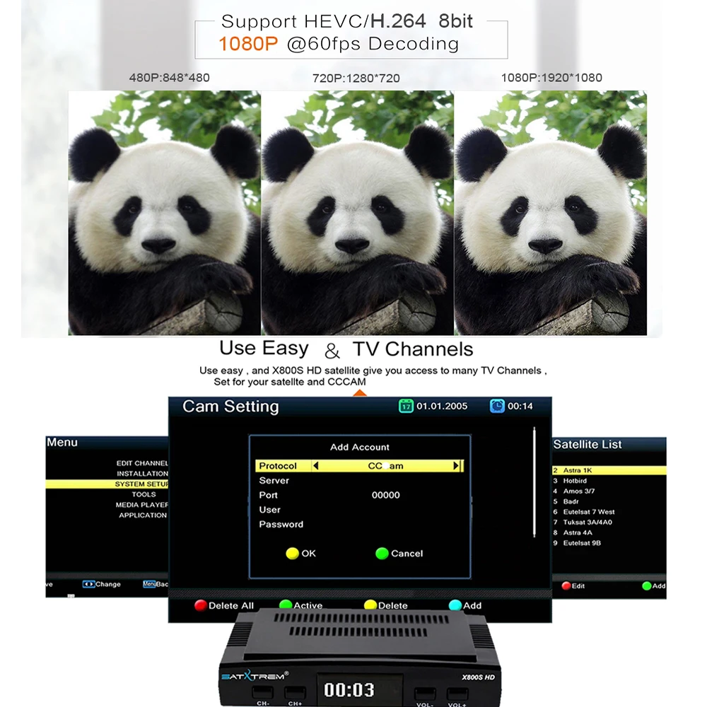SATXTREM X800S Satellite decoder DVB-S2 Receptor support cccam 1 year ...