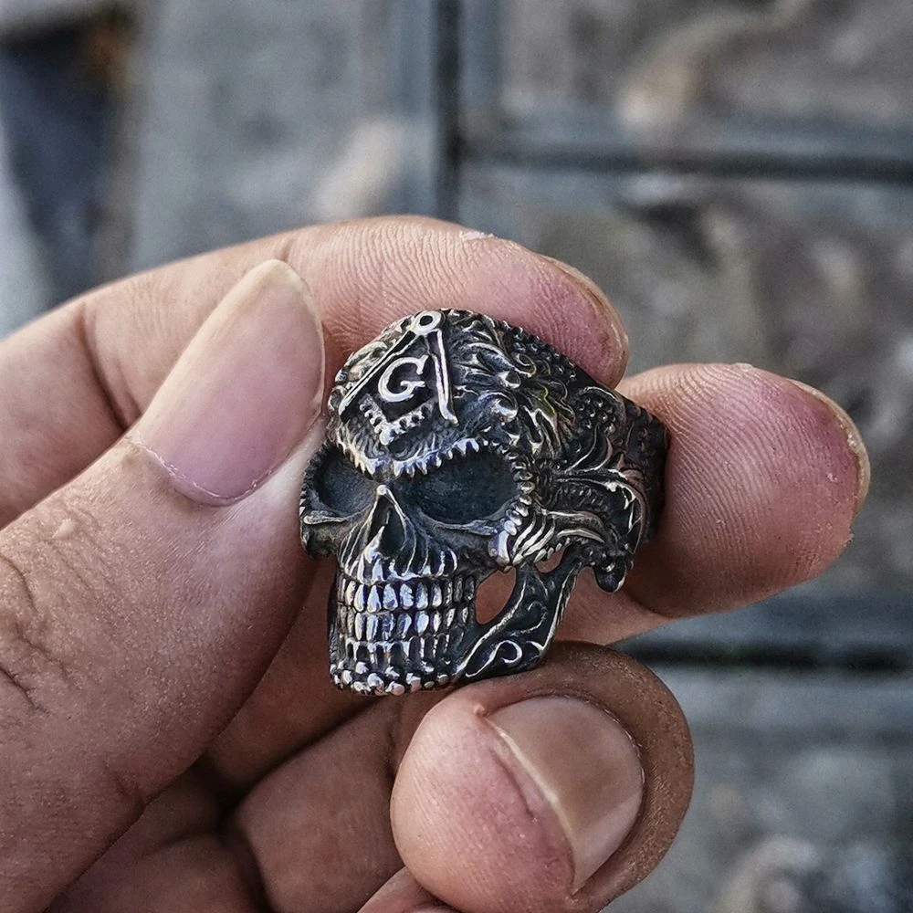 Eyhimd Heavy Metal Silver Color Free Mason Biker Skull Rings Men Punk ...