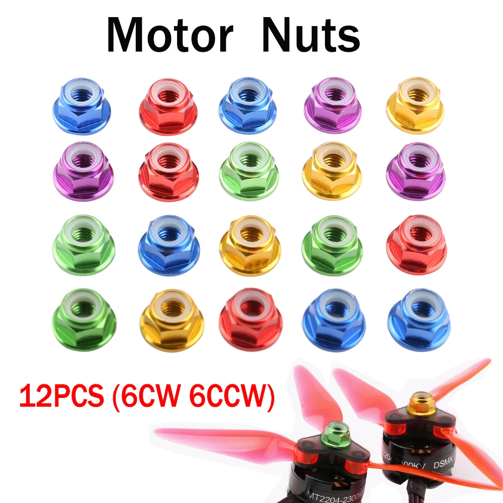 12pcs M5 Aluminum Motor Screw Nuts Nylon Insert Self Lock Flange Nut Cw ...