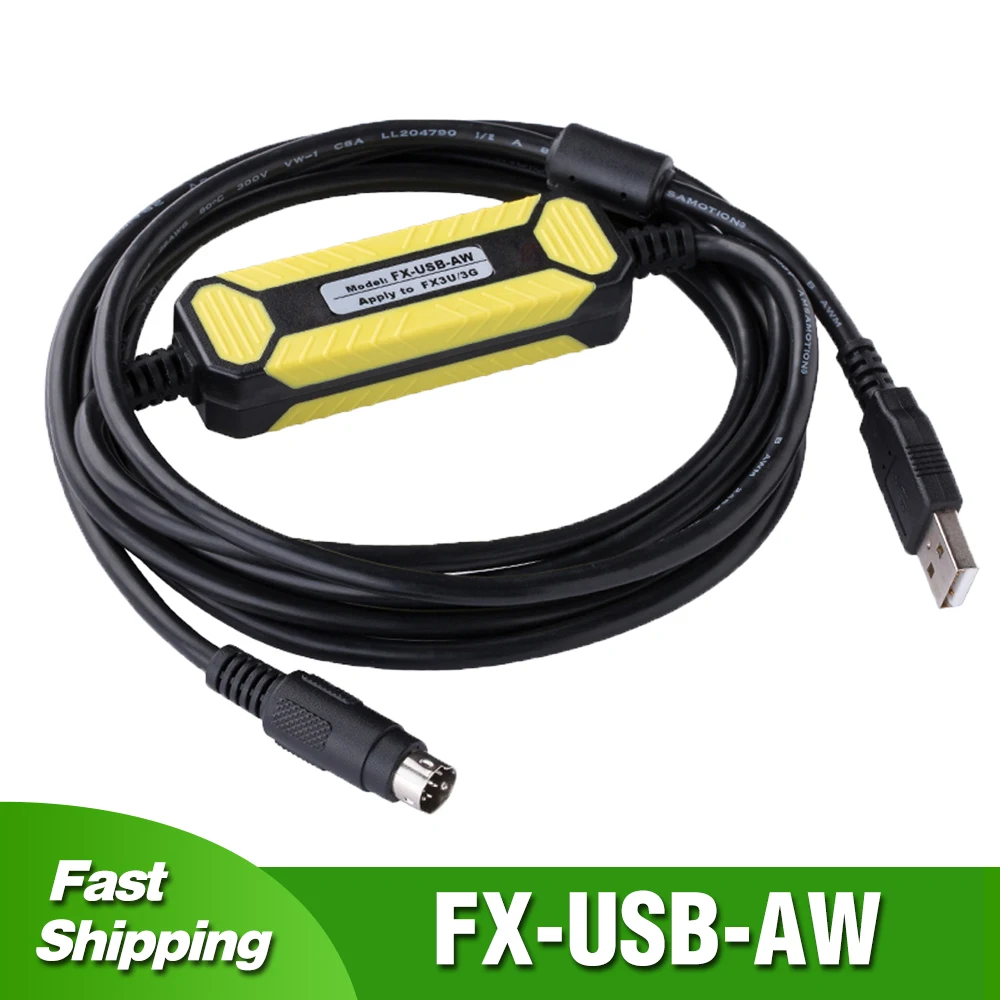 FX USB AW 프로그래밍 케이블, 미쓰비시 MELSEC FX 시리즈 PLC USB RS422 어댑터 데이터 다운로드 라인 ...