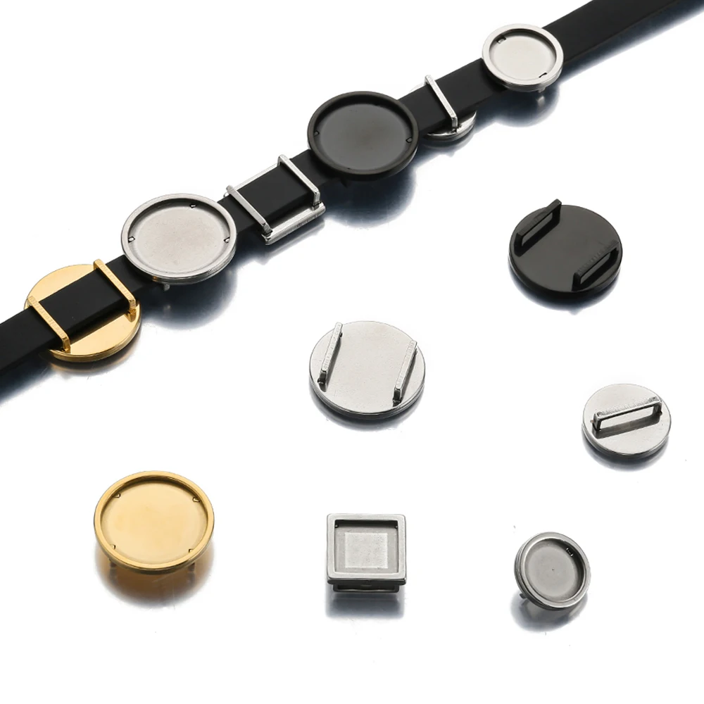 2Pc Stainless Steel Flat Slider Spacer Cabochon Base Bezel Trays ...