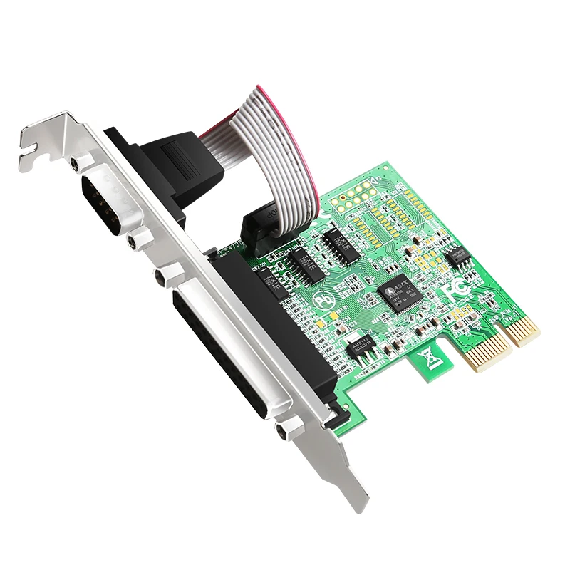 RS232 RS-232 Serial Port COM & DB25 Printer Parallel Port LPT to PCI-E PCI Express Card Adapter ...