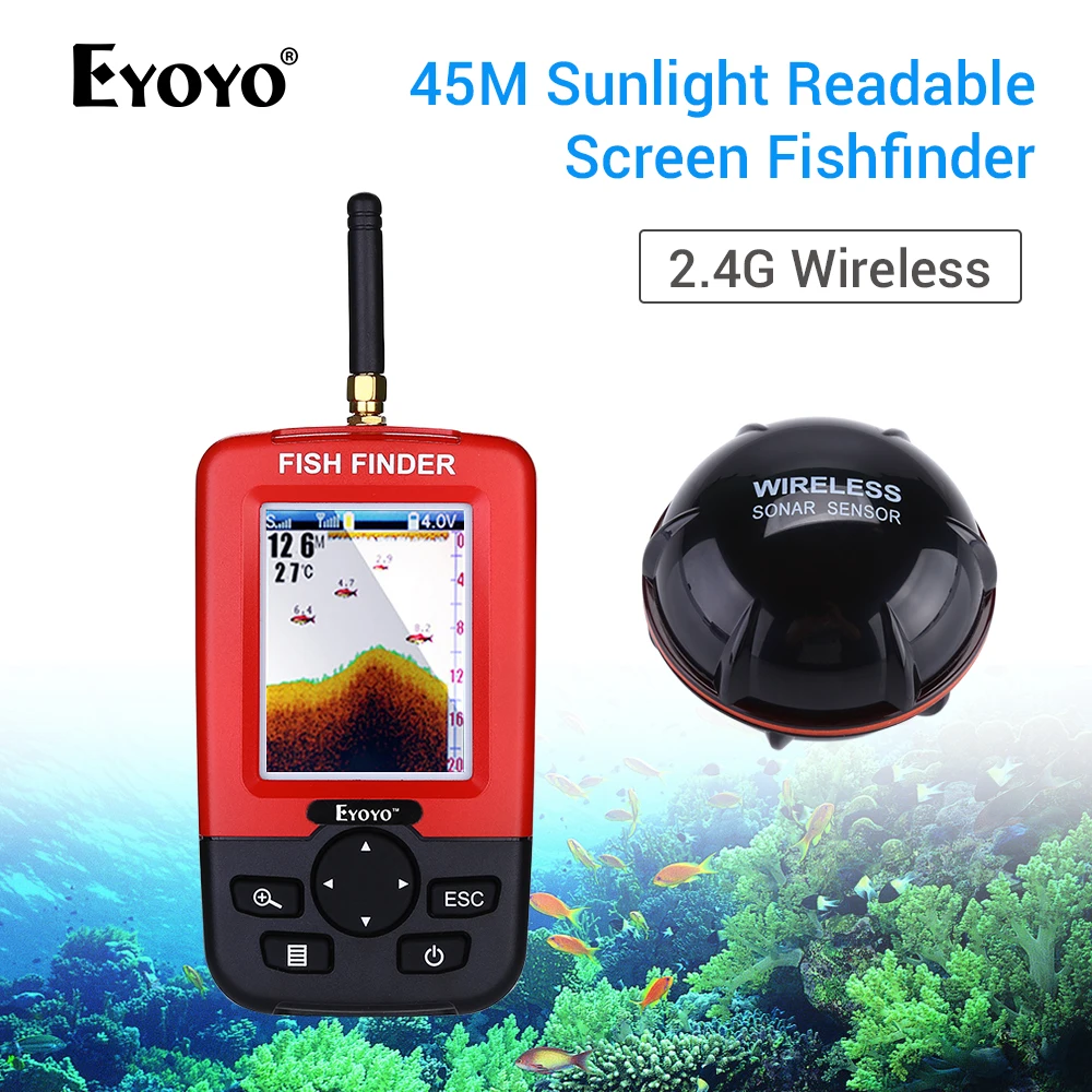 Eyoyo JX01 wireless fishfinder fish finder Rechargeable Remote Sonar ...