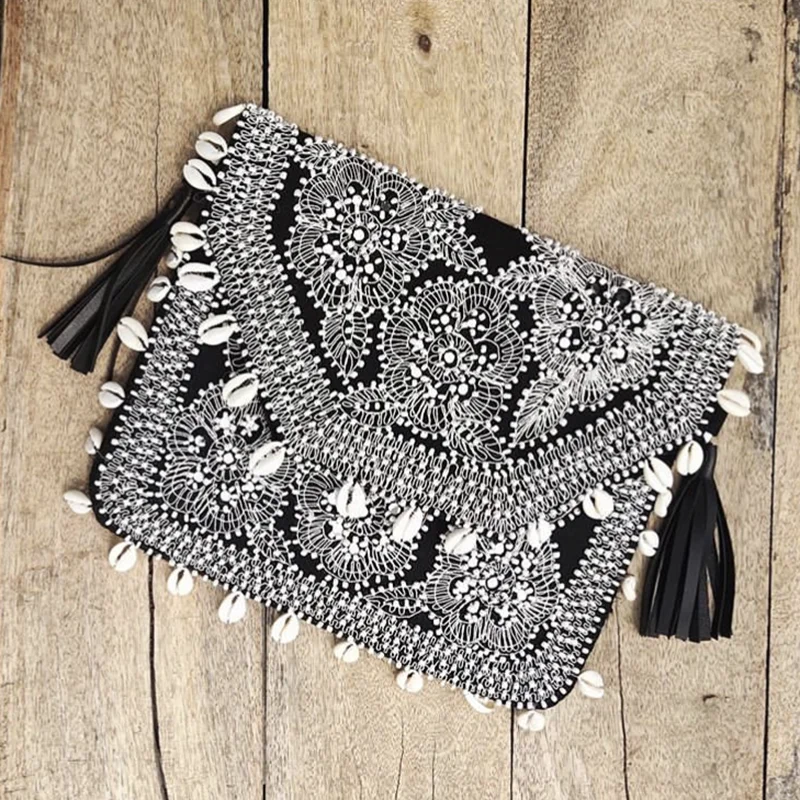DOYUTIG Women's Bohemia Envelope Wedding Clutches Lady Handmade Bead ...