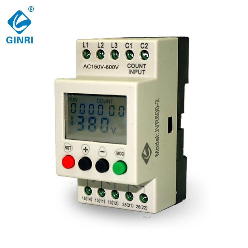 3Phase Sequence Protection Relay,300-500VAC Voltage Over Under Voltage Phase Failure Relay,LCD ...