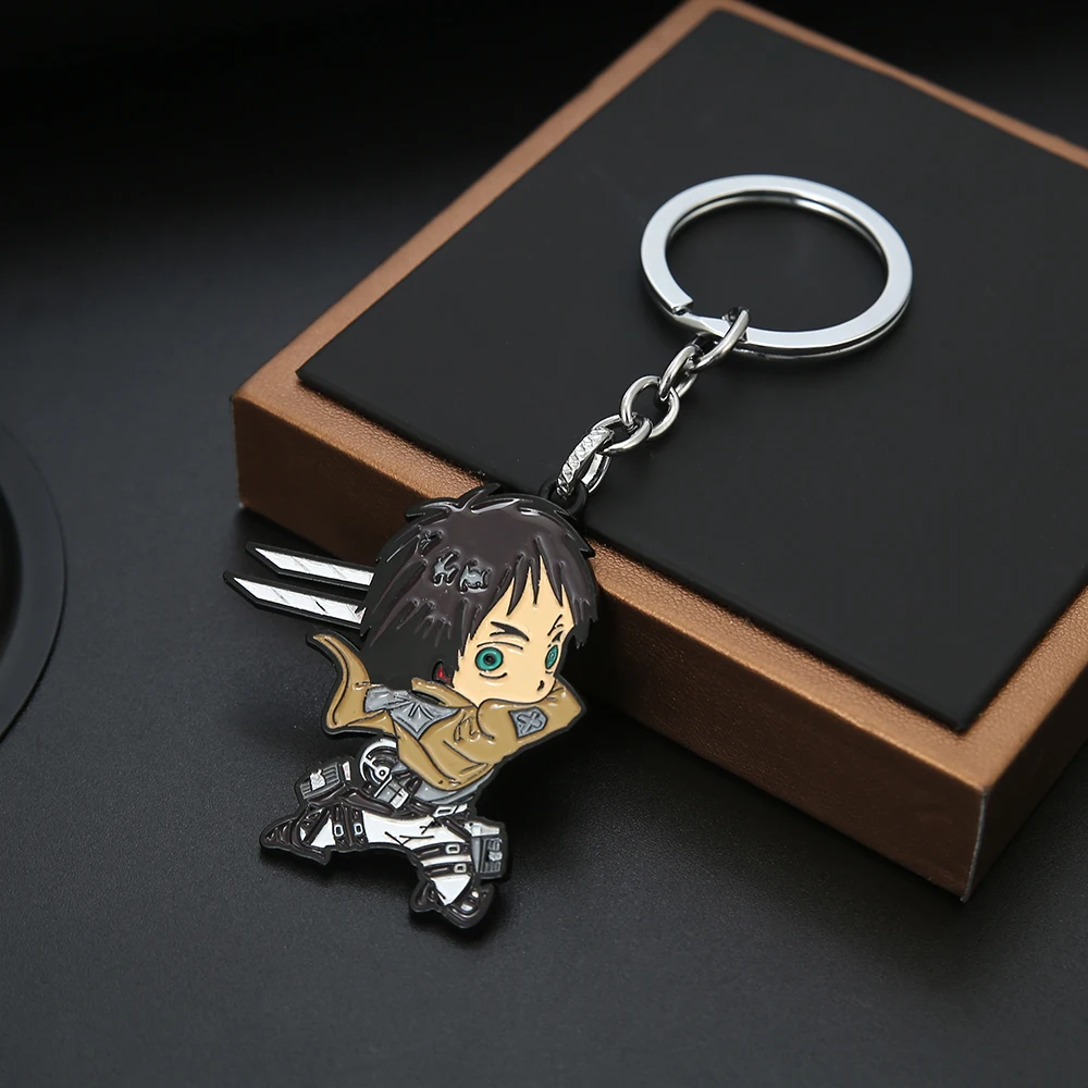 Anime Attack on Titan Keychain Eren Jaeger Figures Keyring Key Holder ...