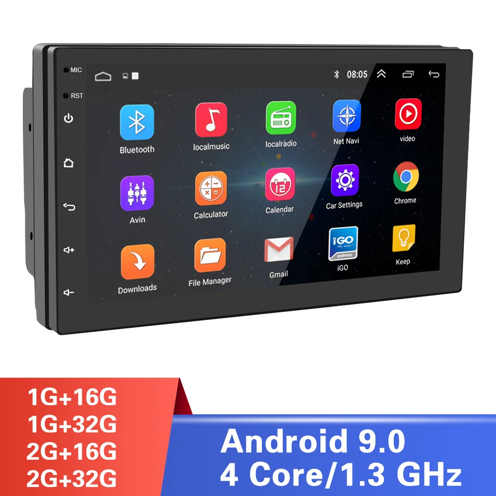 Radio con GPS para coche, reproductor Multimedia con Android 9,0, 2 Din ...