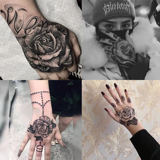 Rose Tattoos On Hand For Girls