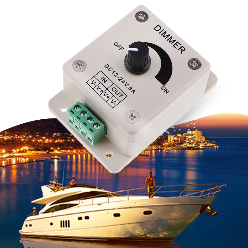 1 Pcs Marine DC 12V 8A LED Strip Dimmer PWM Dimming Controller Led ...