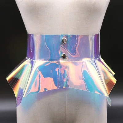 Sexy Women Pvc Colorful Transparent Belt Dress Corset Belts Ruffle ...