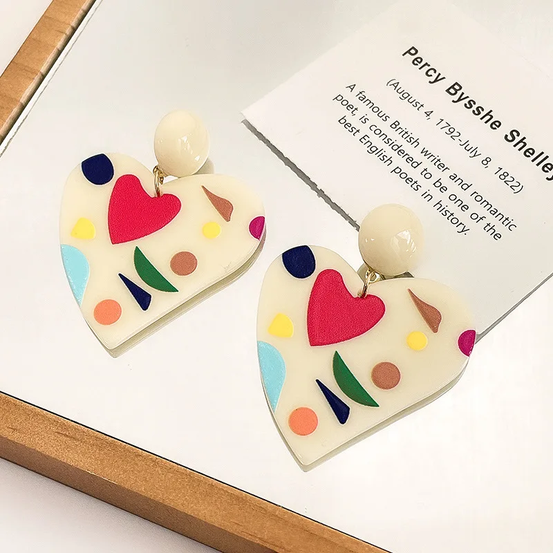 Серьги-подвески KWHY сердце акрил | AliExpress