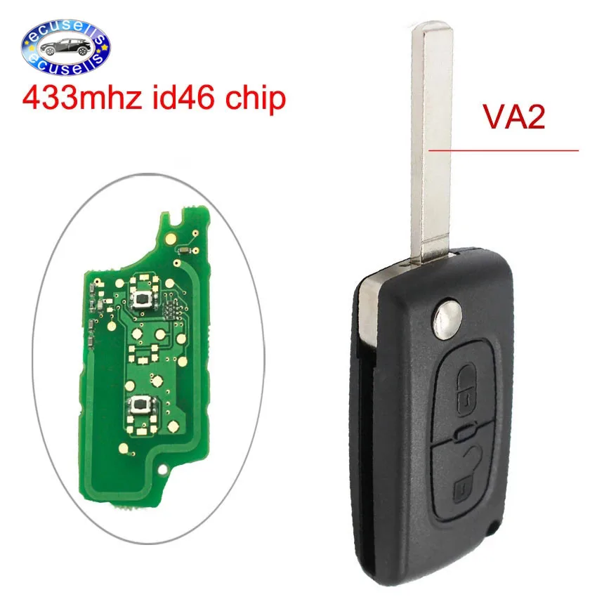 Keyless Entry Remote Key Fob 2 Button 433mhz Id46 For Citroen C3 A51 ...