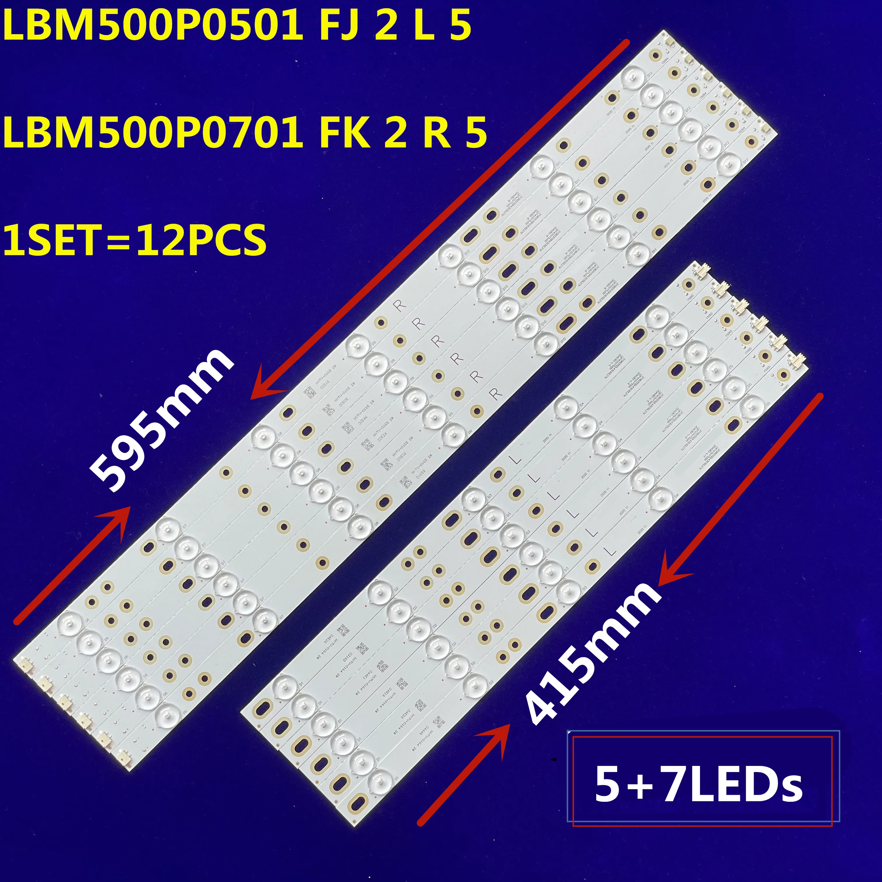 100% New 12pcs/Kit LED Backlight strips for INSIGNIA 50 TV NS ...