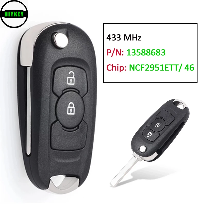 Diykey For Opel/vauxhall Astra K 2015-2019 Replacement Flip Remote Key ...