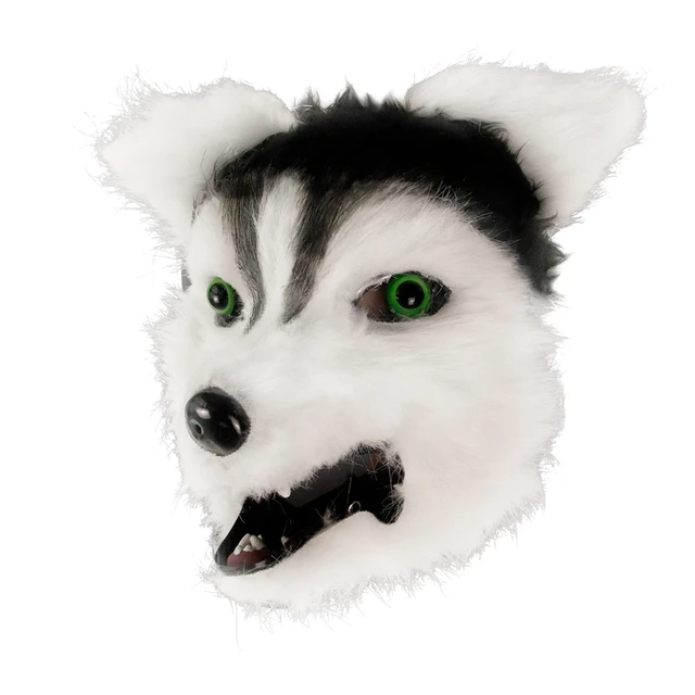 Halloween Siberian Husky Hair Bearing Dog Cosplay Head Mask ...