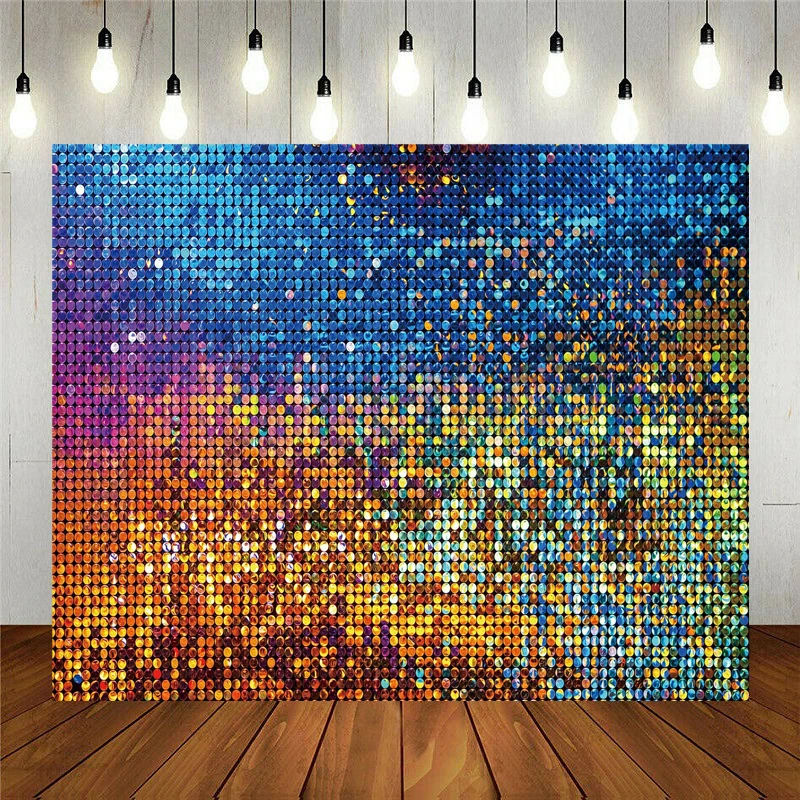 60s 70s Dance Ballroom Dj Light Neon Colorful Wall Disco Party ...