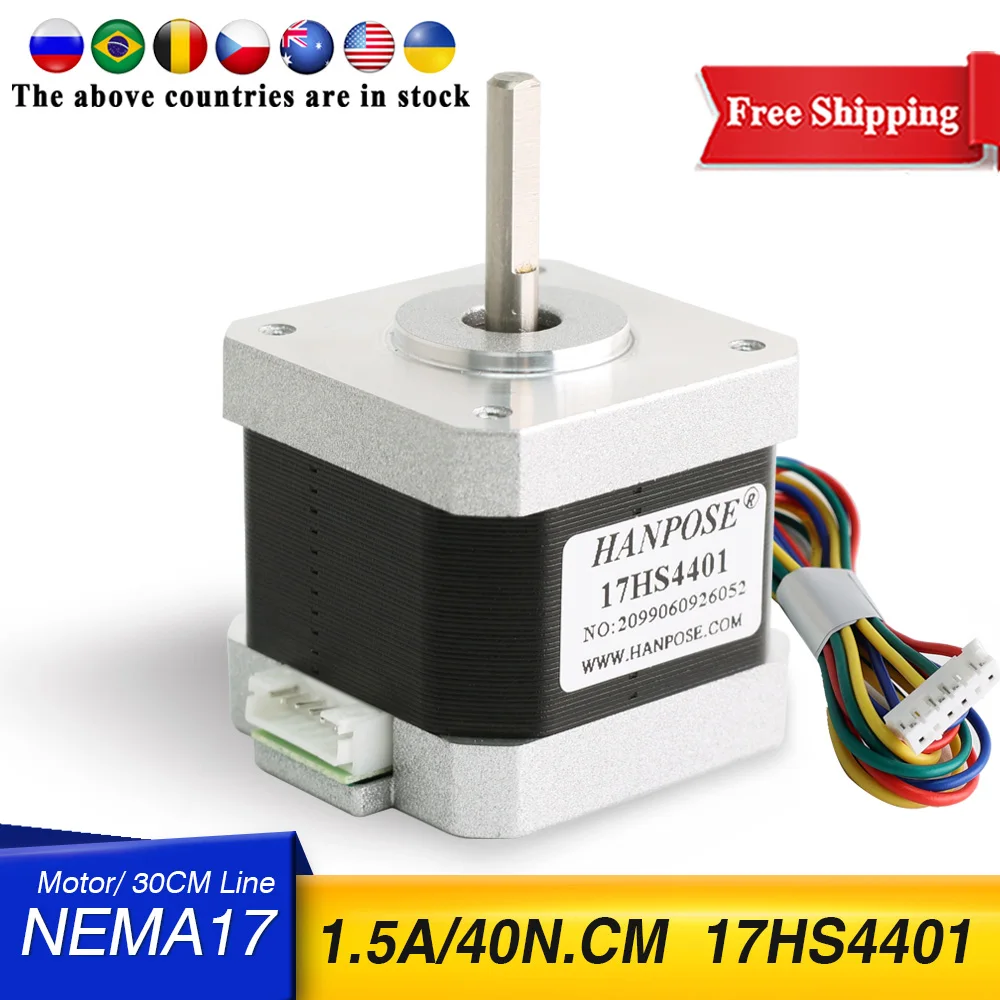 Free Shipping Nema17 Stepper Motor 1.5a 40n.cm 17hs4401 For 3d Printer ...