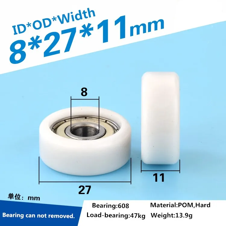 1pcs-delrin-POM-delrin-coated-round-edge-wheel-roller-8x27x11mm-608ZZ ...