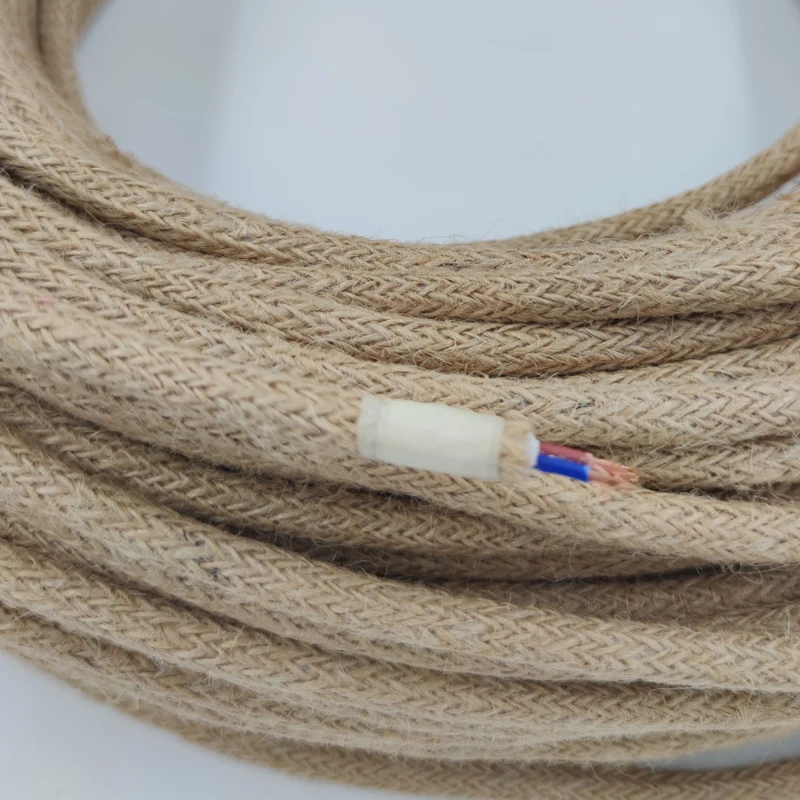 2*0.75mm Retro Electrical Wire Yellow Hemp Rope Pendant Lamp Cord ...