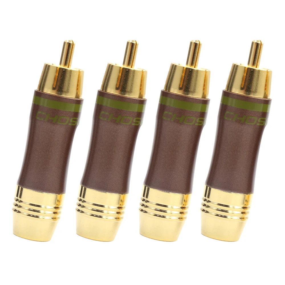 4 шт. Choseal позолоченный штекер, Hi End аудио Межблочный кабель RCA ...