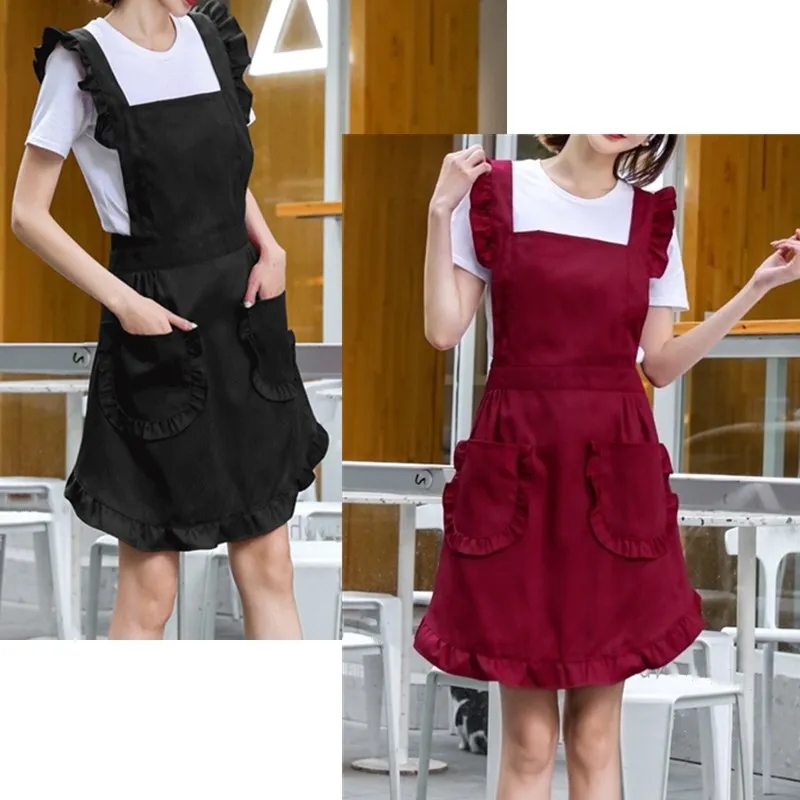 Polyester Cotton Frilly Apron Florist Waitress Coffee Shop, 58% OFF