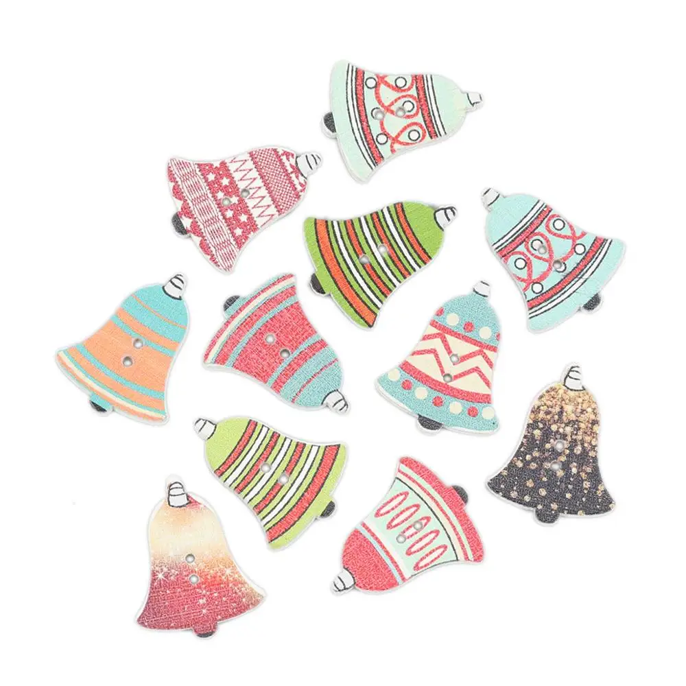 Wood Buttons Bell Random Color for Scrapbooking Crafts DIY Children ...