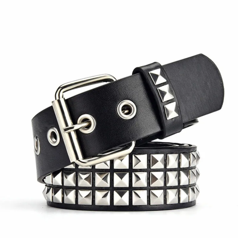 Ikat-Pinggang-Kulit-PU-Punk-Rock-Fashion-untuk-Wanita-Paku-Keling-Hitam ...