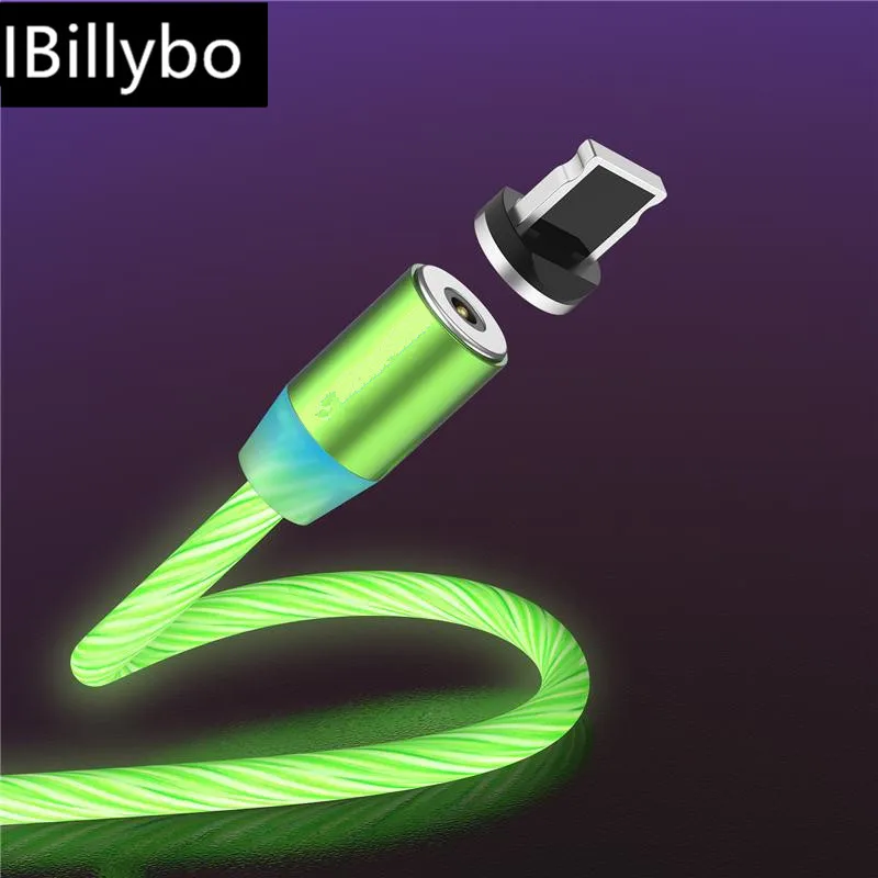 LED Glow Flowing Magnetic Charger Cable Lighting Fast Charging Micro ...