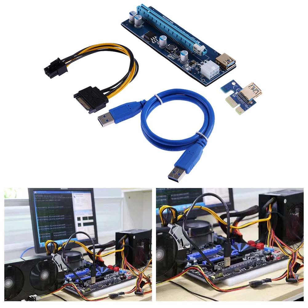 Express Riser Card Pci E 1x 16x 1 4 Pcie Us - Pci-e E 1x 16x Card Usb 3 ...