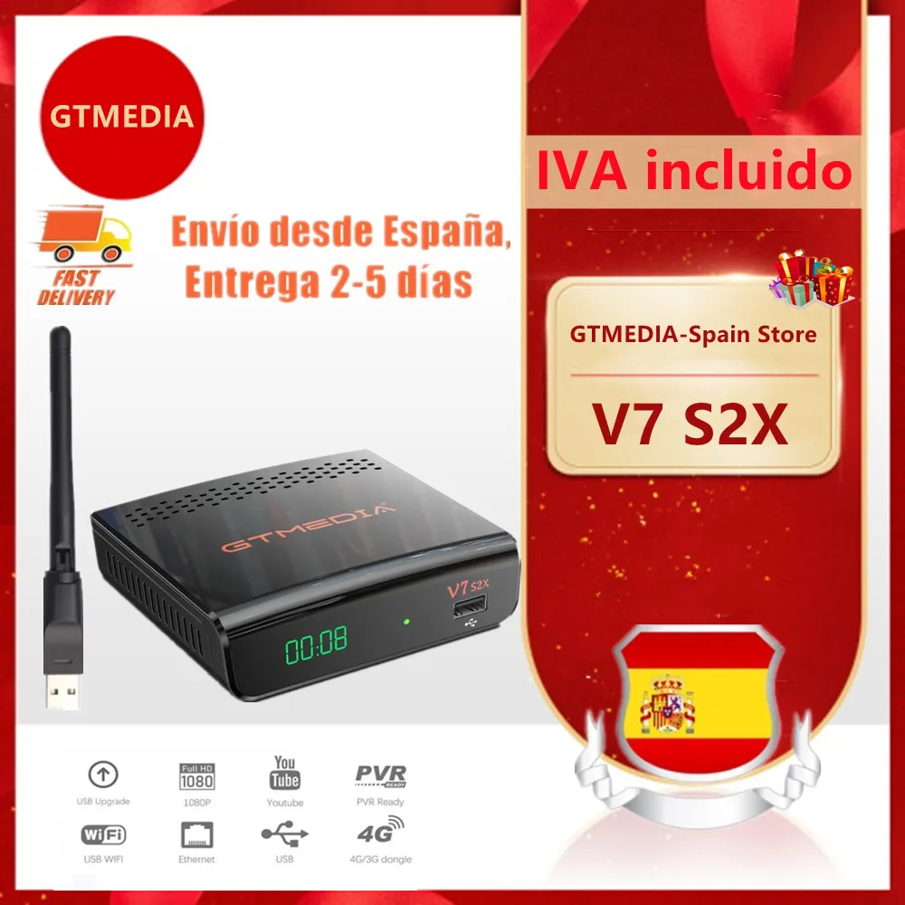 Full HD GTMEDIA V7 S2X DVB S2 Satellite Receiver 1080p upgrade by GT ...