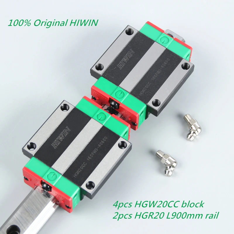 HIWIN riel lineal HGR20 900mm + 4 Uds., bloque de carro con brida ...