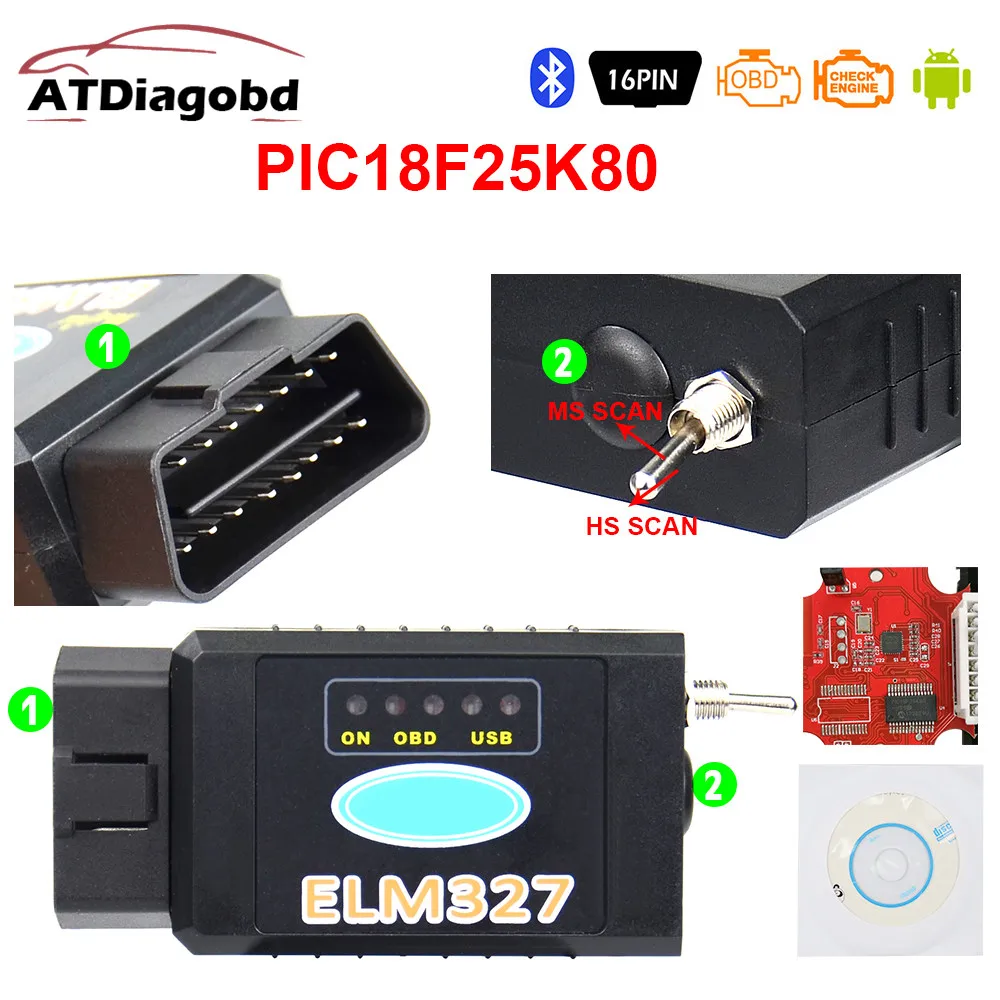 Lector de código ELM327 USB V1.5 FTDI FT232RL + PIC18F25K80 para Ford ...