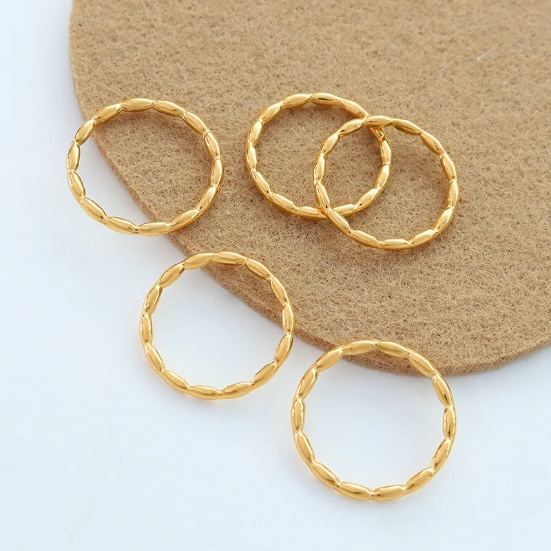 INS Simple Overlay Plain Stainless Steel PVD 18k Gold Plated Oval Beads ...