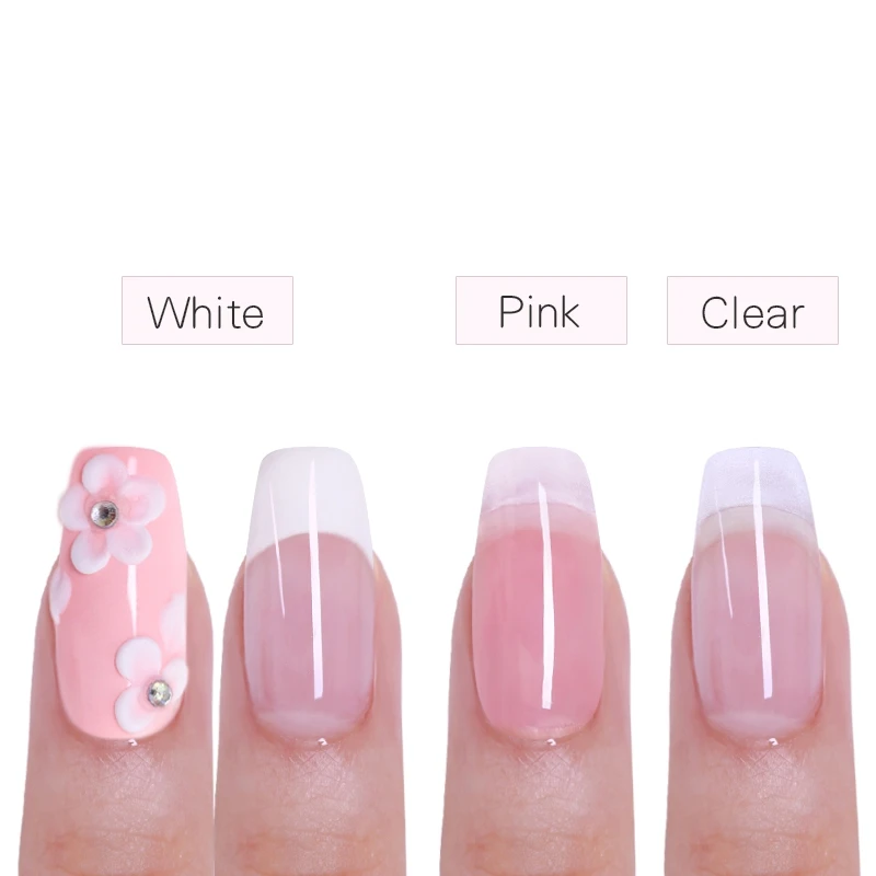 White Tip Nails With Pink Powder