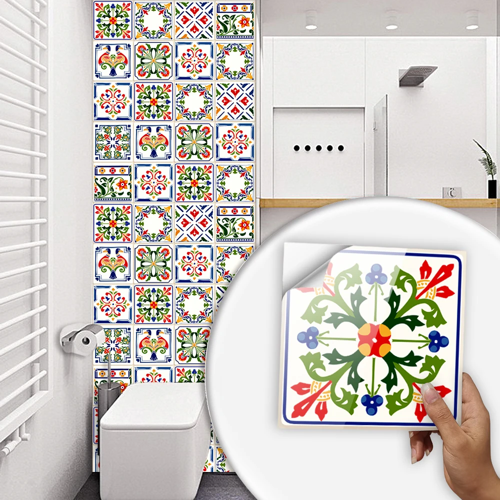 10pcs/set 10/15/20/30cm Colorful Hard Tiles Floor Wall Sticker Kitchen ...