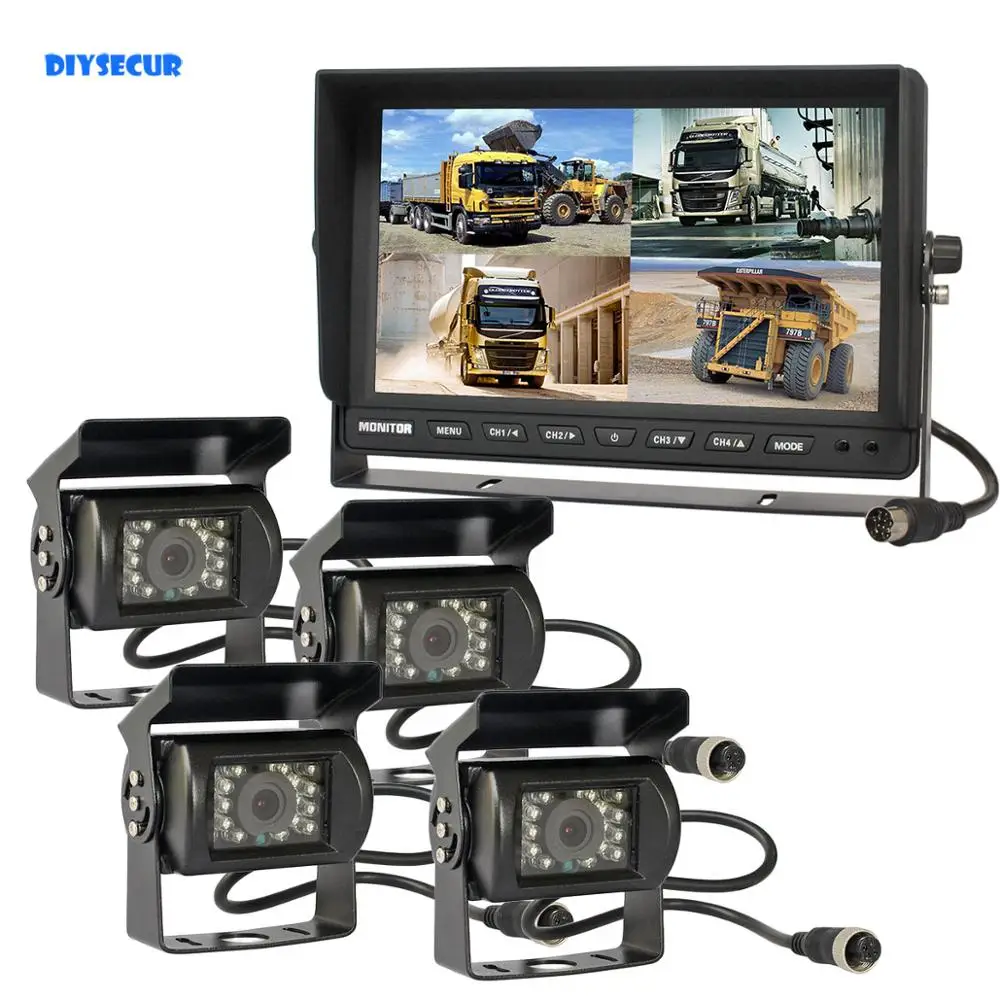 DIYSECUR 10.1" 4 Split QUAD Car Monitor + 4 x CCD IR Night Vision Rear ...